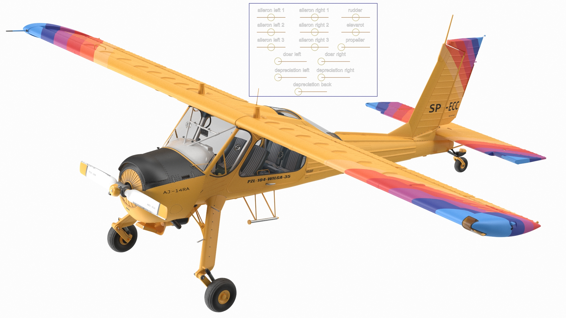 3D Aircraft PZL 104 Wilga Yellow Rigged Model - TurboSquid 2195791