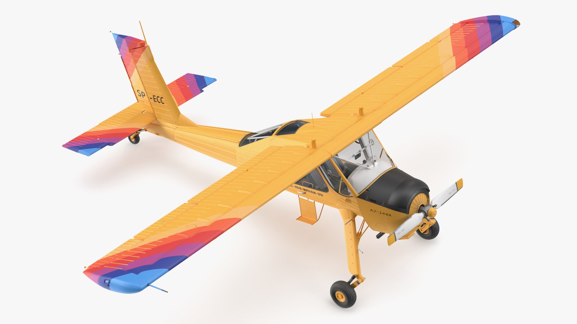 3D Aircraft PZL 104 Wilga Yellow Rigged Model - TurboSquid 2195791