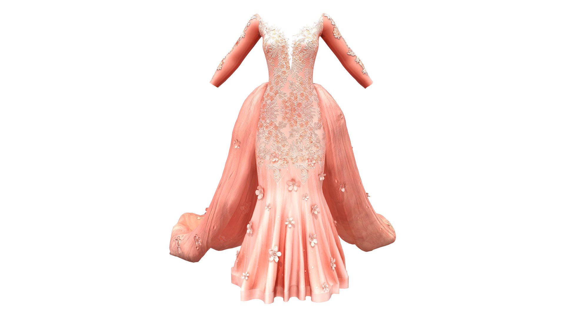 Prom Dress With Tail 3D Model - TurboSquid 1916619