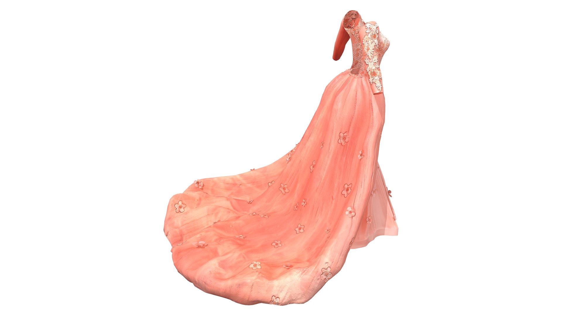 Prom Dress With Tail 3D Model - TurboSquid 1916619