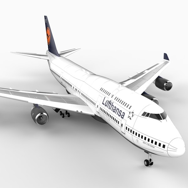 747-400 airliner lufthansa 747 jumbo 3d model