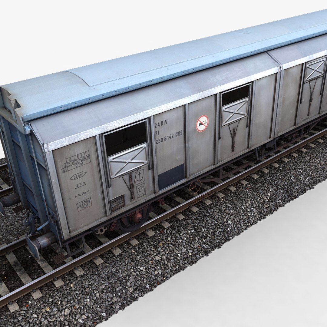 goods wagon railway tracks 3d model