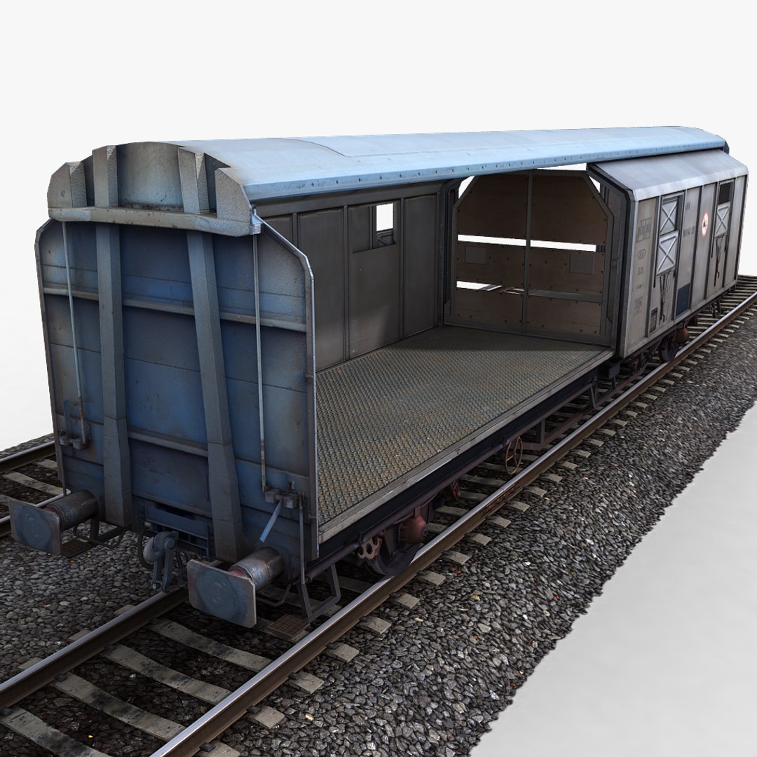 goods wagon railway tracks 3d model