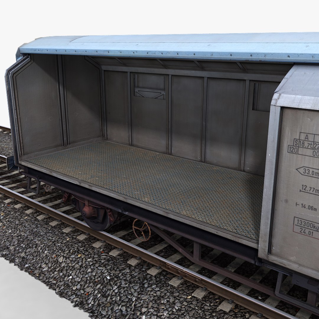 goods wagon railway tracks 3d model