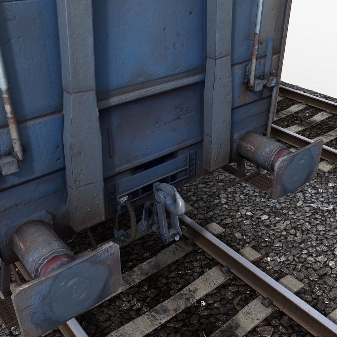 goods wagon railway tracks 3d model