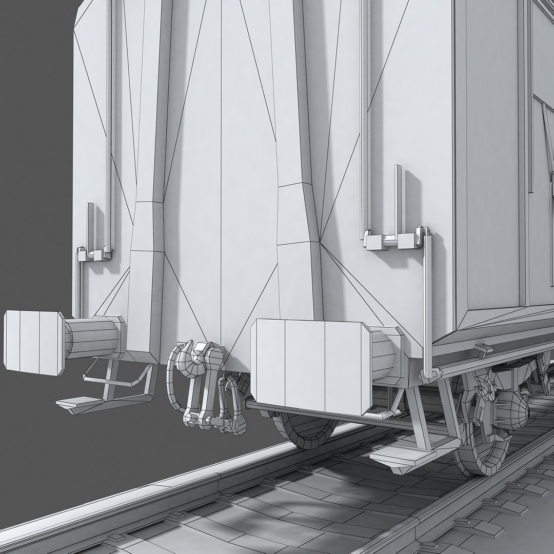 goods wagon railway tracks 3d model