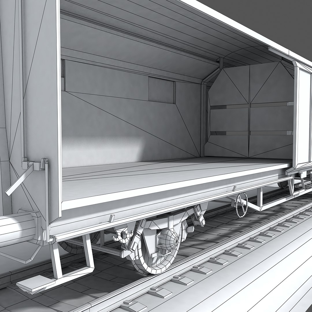 goods wagon railway tracks 3d model