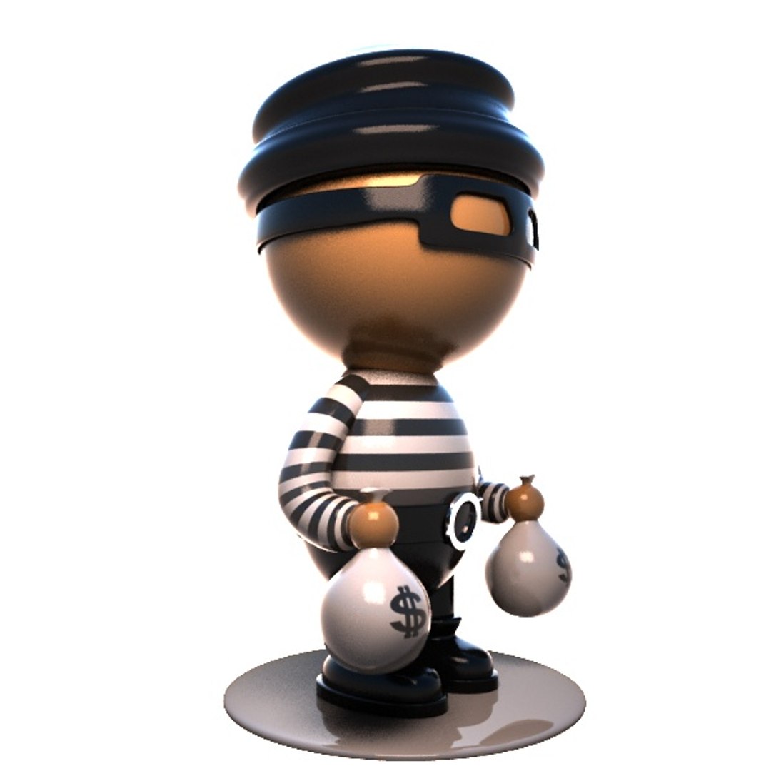 3d Cartoon Thief Character