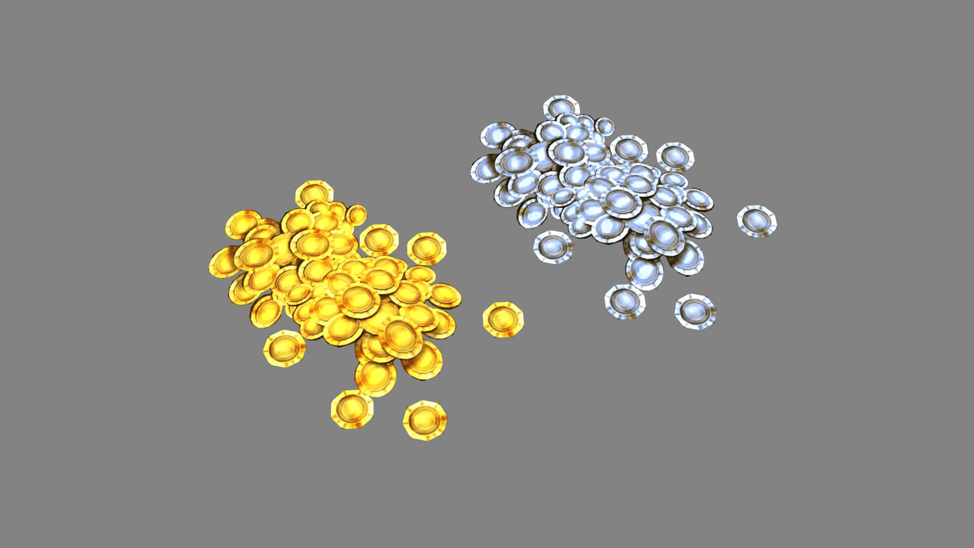 3D Cartoon gold and silver coins - TurboSquid 1739842