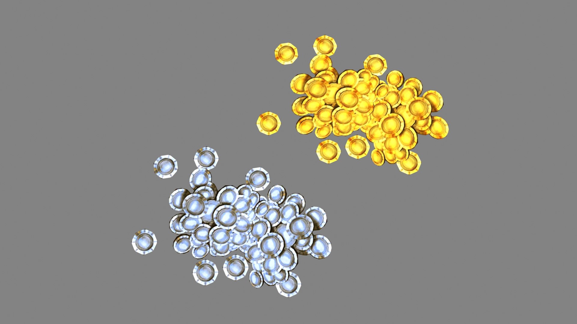 3D Cartoon gold and silver coins - TurboSquid 1739842