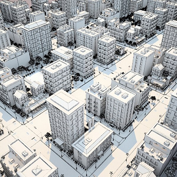 landscape city town street 3d model