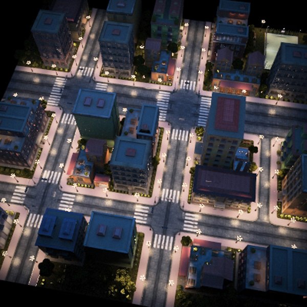 landscape city town street 3d model