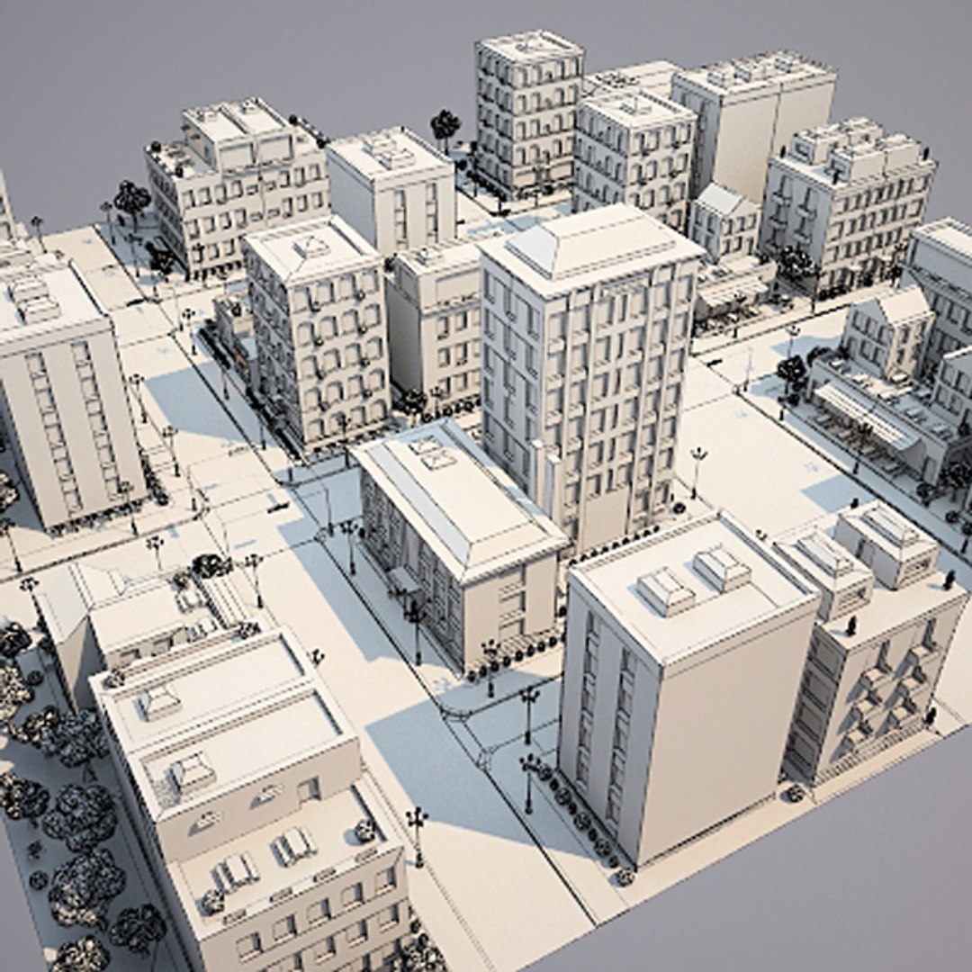landscape city town street 3d model