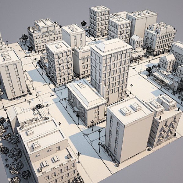 landscape city town street 3d model