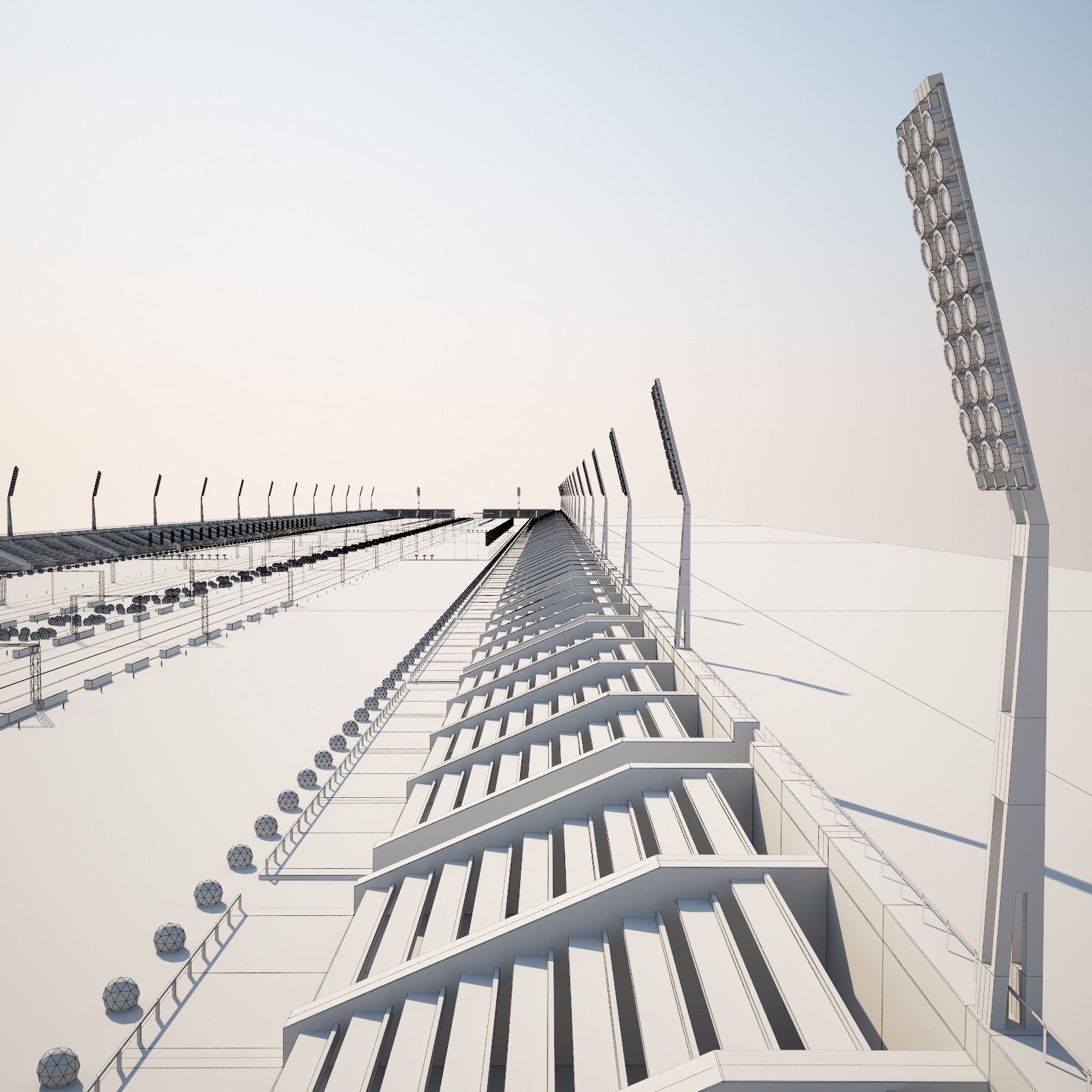 landscape city town street 3d model