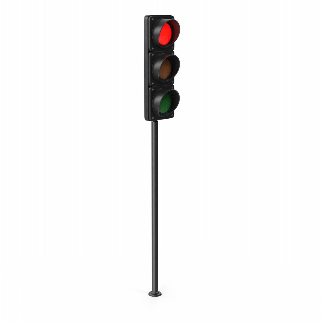 3D Model Traffic Light Pole With Red Light - TurboSquid 2218234