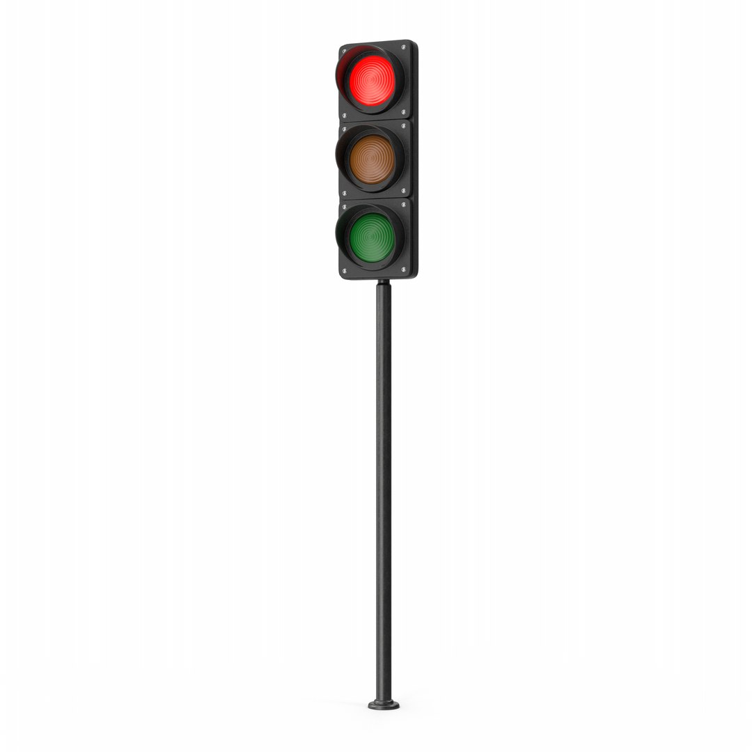 3D Model Traffic Light Pole With Red Light - TurboSquid 2218234
