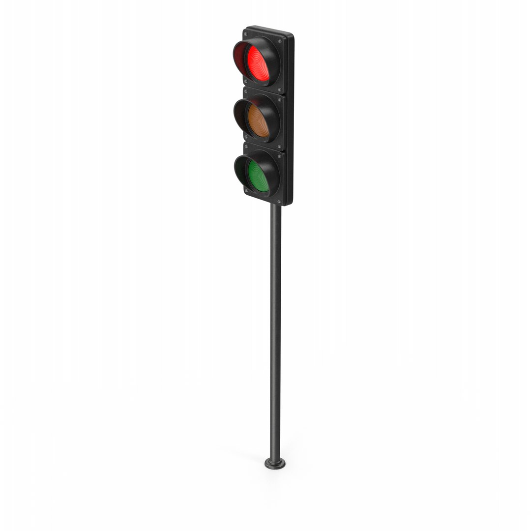 3D Model Traffic Light Pole With Red Light - TurboSquid 2218234