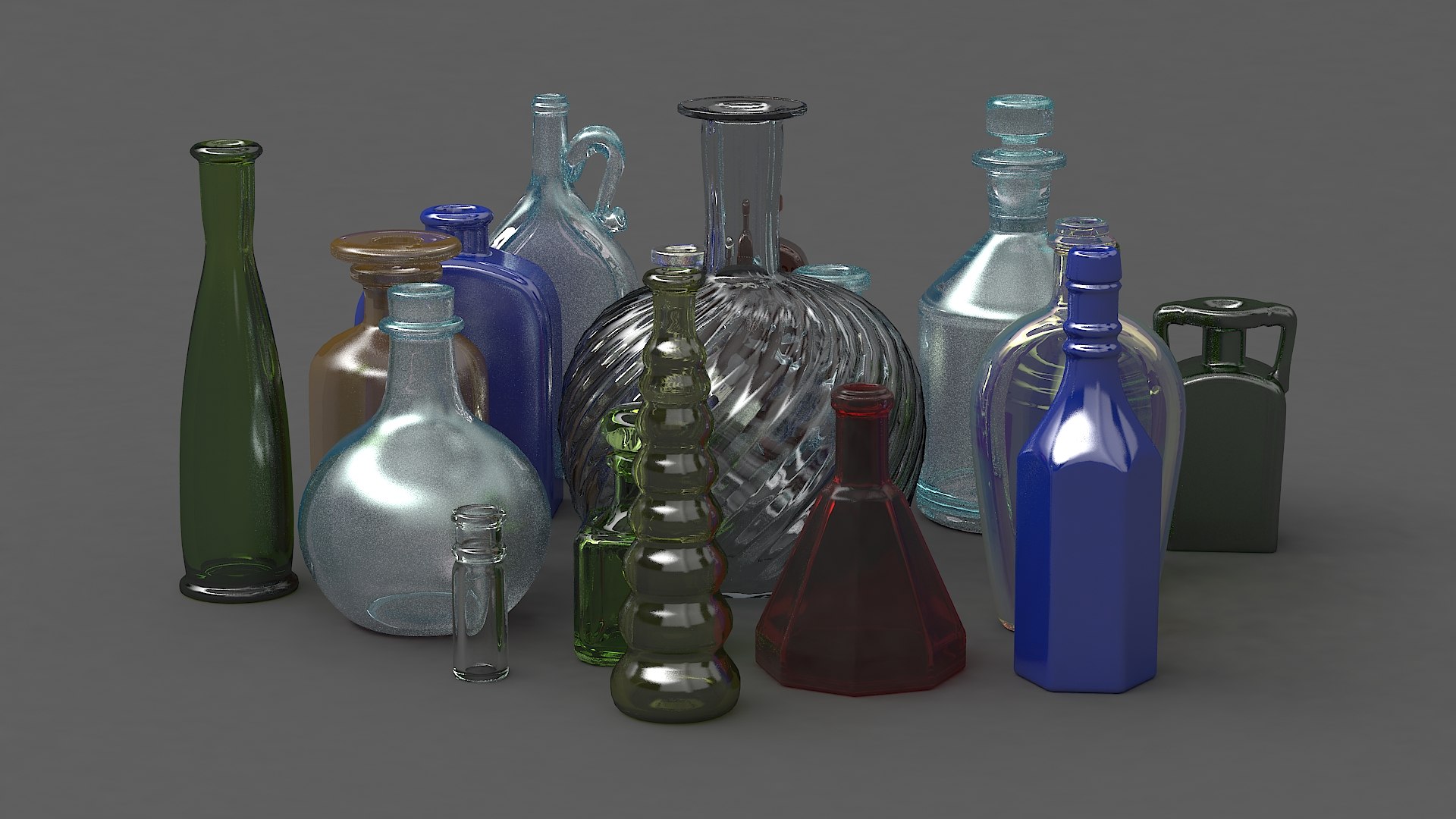 3D 18 Vintage Bottles Model - TurboSquid 1876357