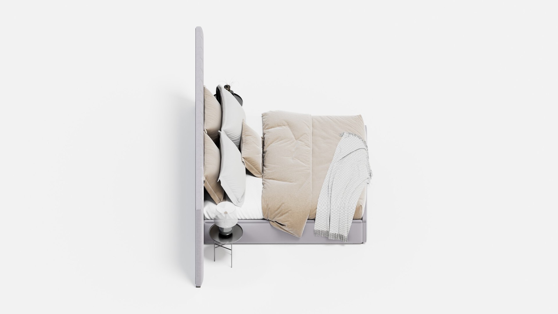 3D Modern Upholstered Bed With Vertical Panel Headboard - TurboSquid ...