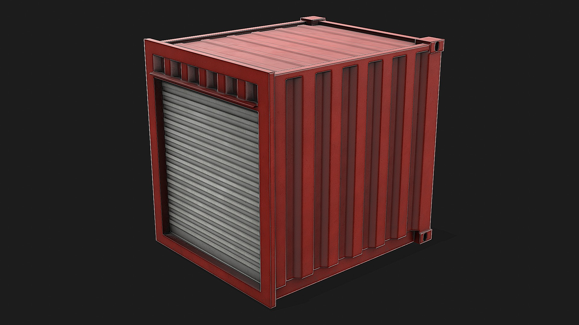 10ft Container With Roll-Up Door - Red 3D model - TurboSquid 2149229