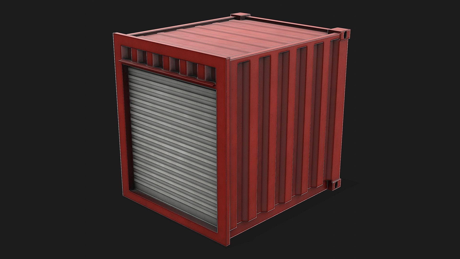 10ft Container With Roll-Up Door - Red 3D Model - TurboSquid 2149229