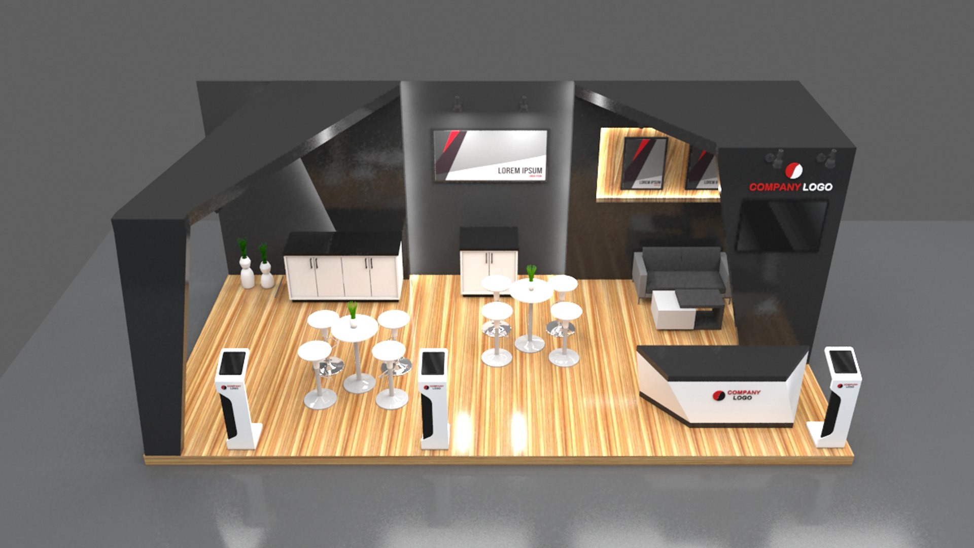 Booth 4x8 Black 3D Model - TurboSquid 1771192