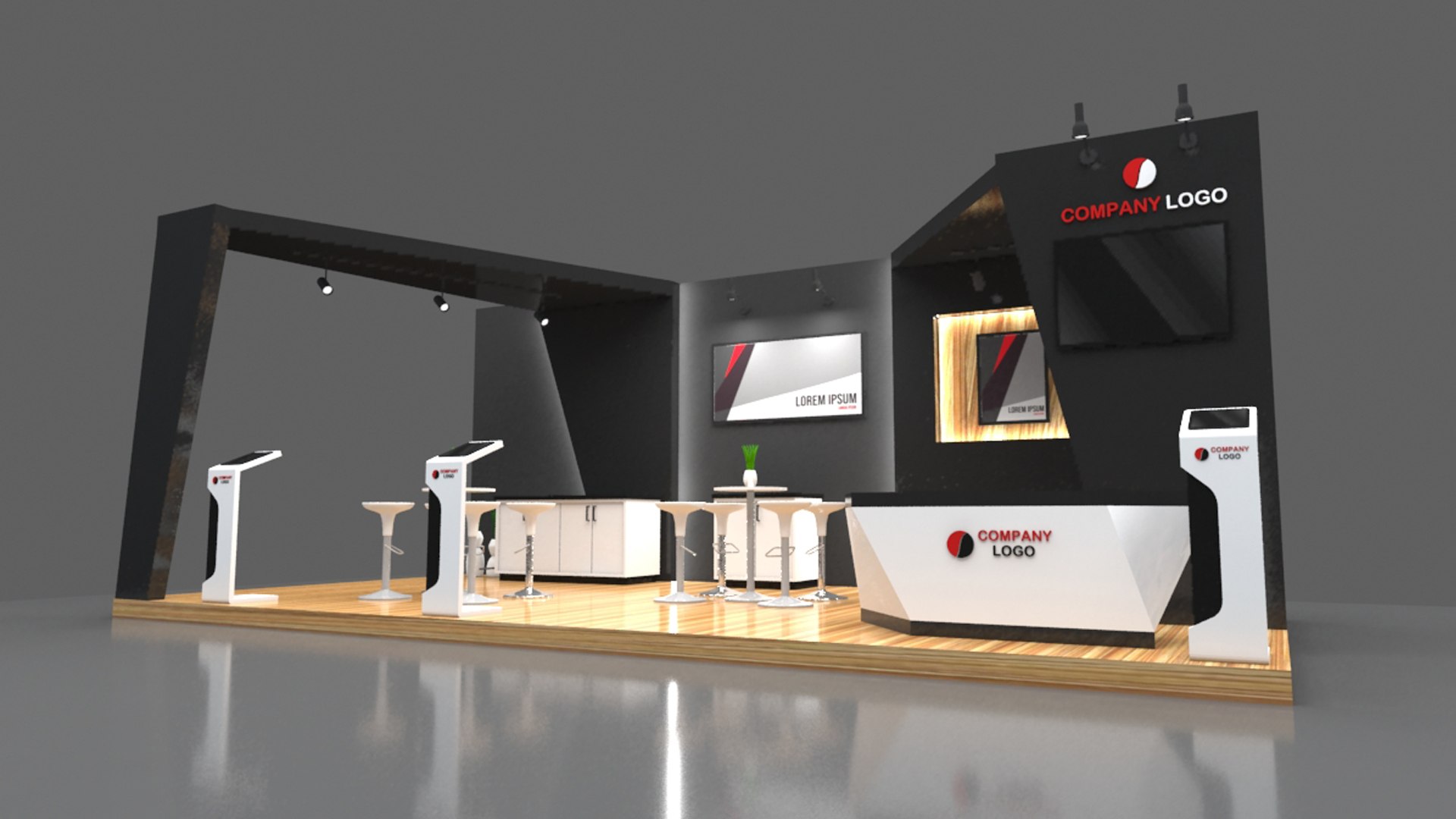 Booth 4x8 Black 3D Model - TurboSquid 1771192