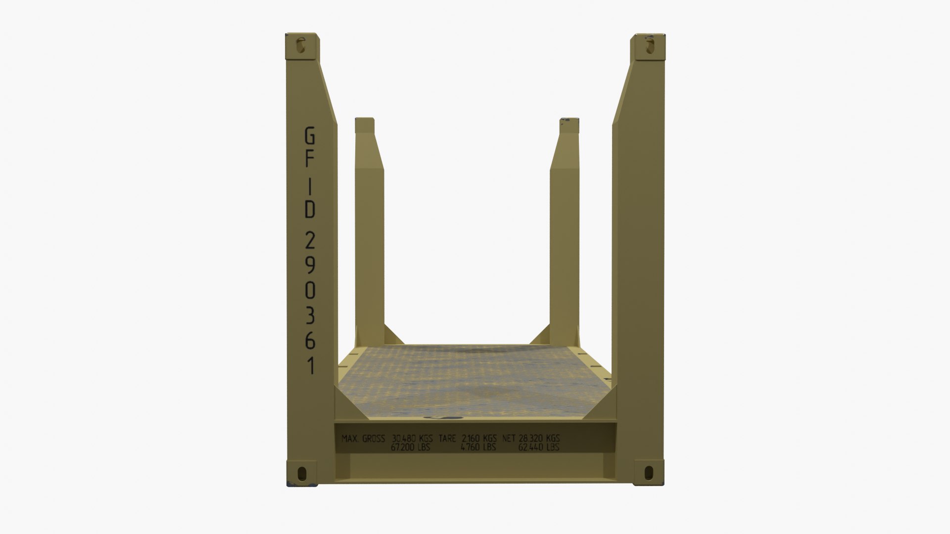 Shipping Container 20ft Flat Rack Model - TurboSquid 2008389