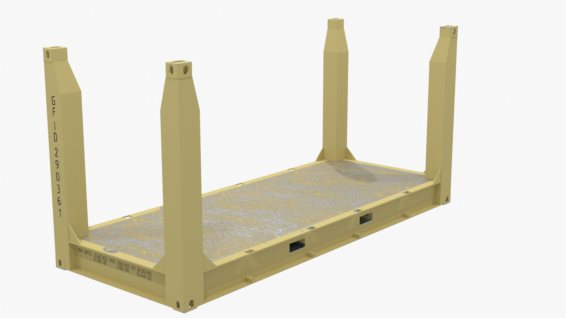 Shipping Container 20ft Flat Rack Model - TurboSquid 2008389