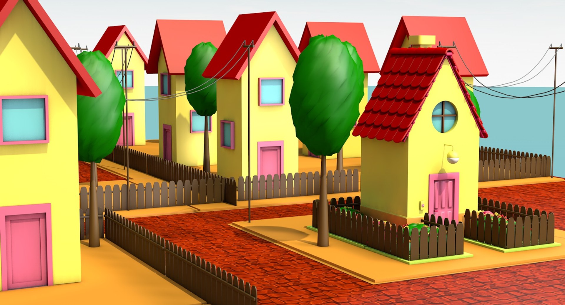 cartoon town 3d c4d