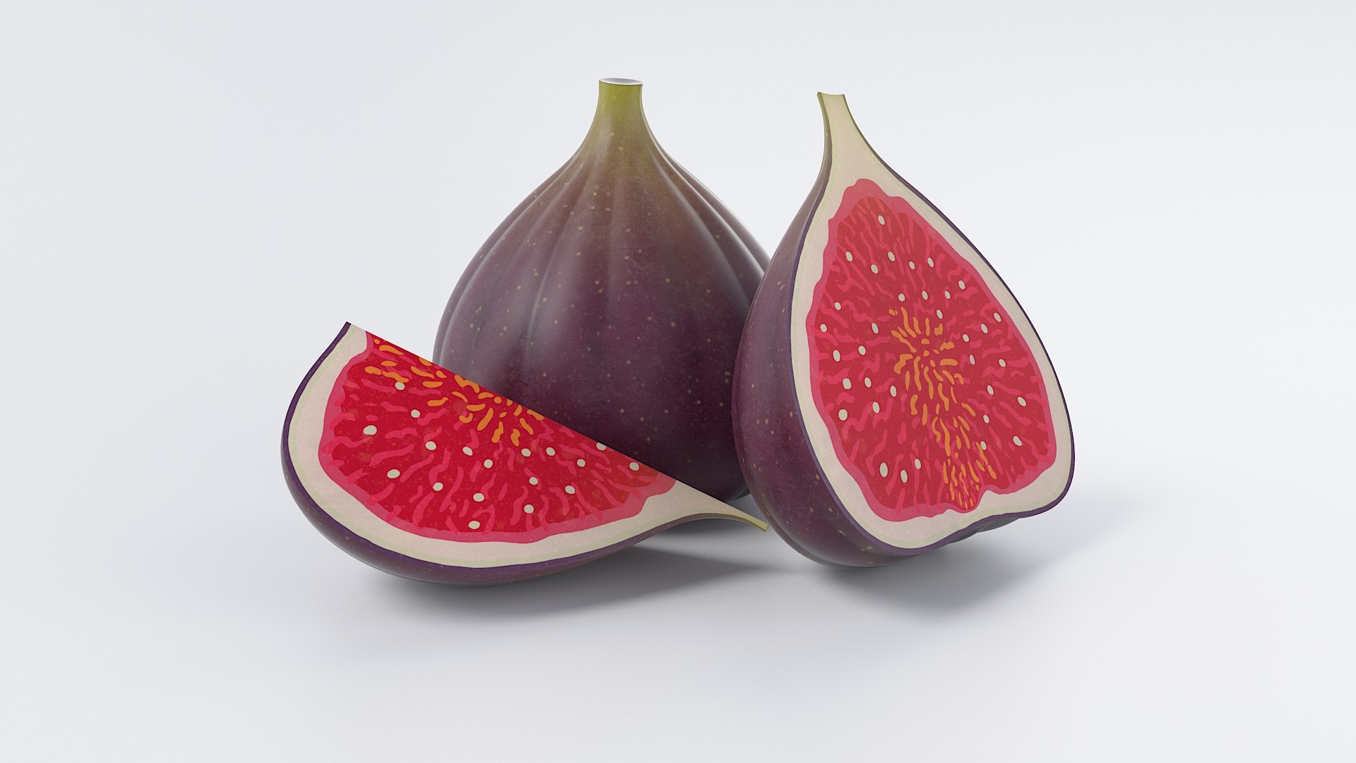 Cartoon Fig Fruit Set 3D model - TurboSquid 2104032