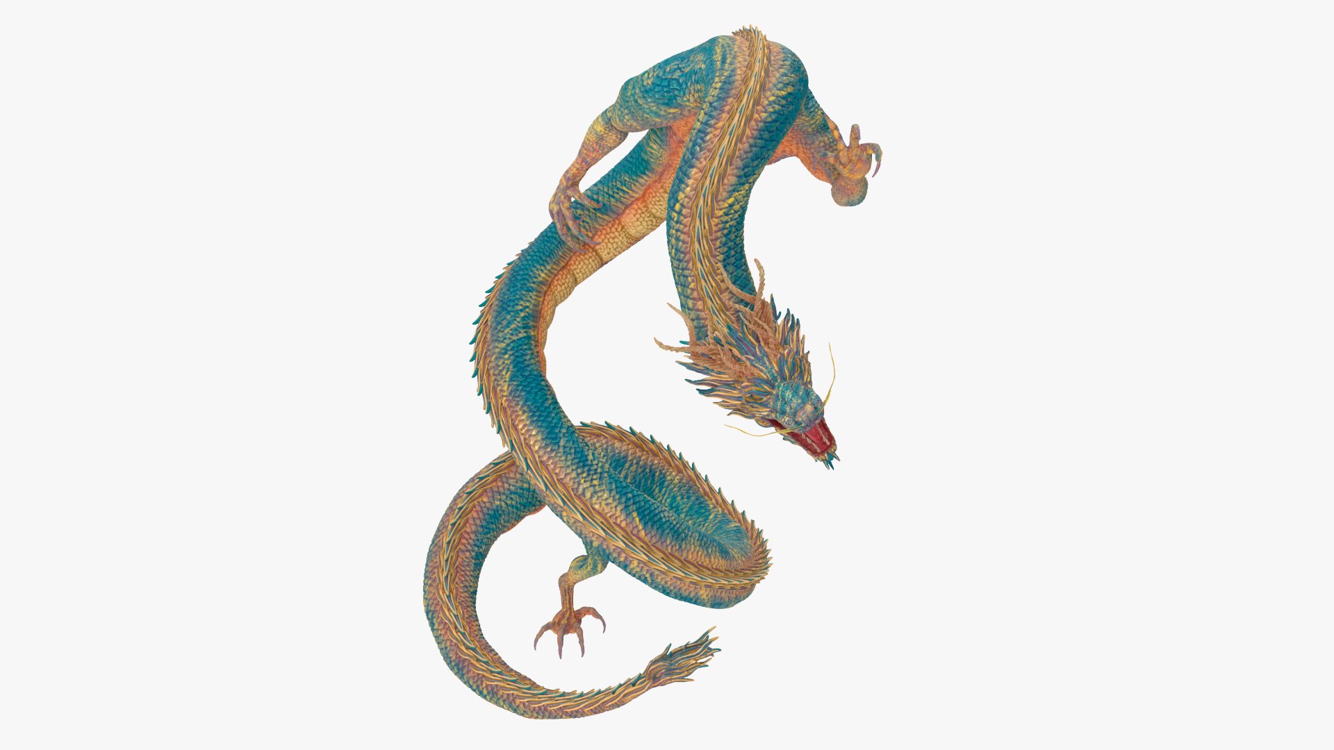 3D Asian Mythical Serpent Dragon Blue Rigged For Maya - TurboSquid 2276414