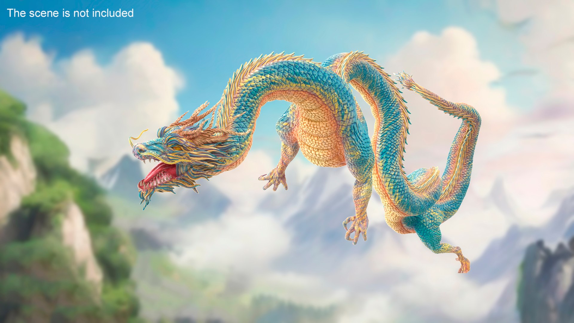 3D Asian Mythical Serpent Dragon Blue Rigged For Maya - TurboSquid 2276414