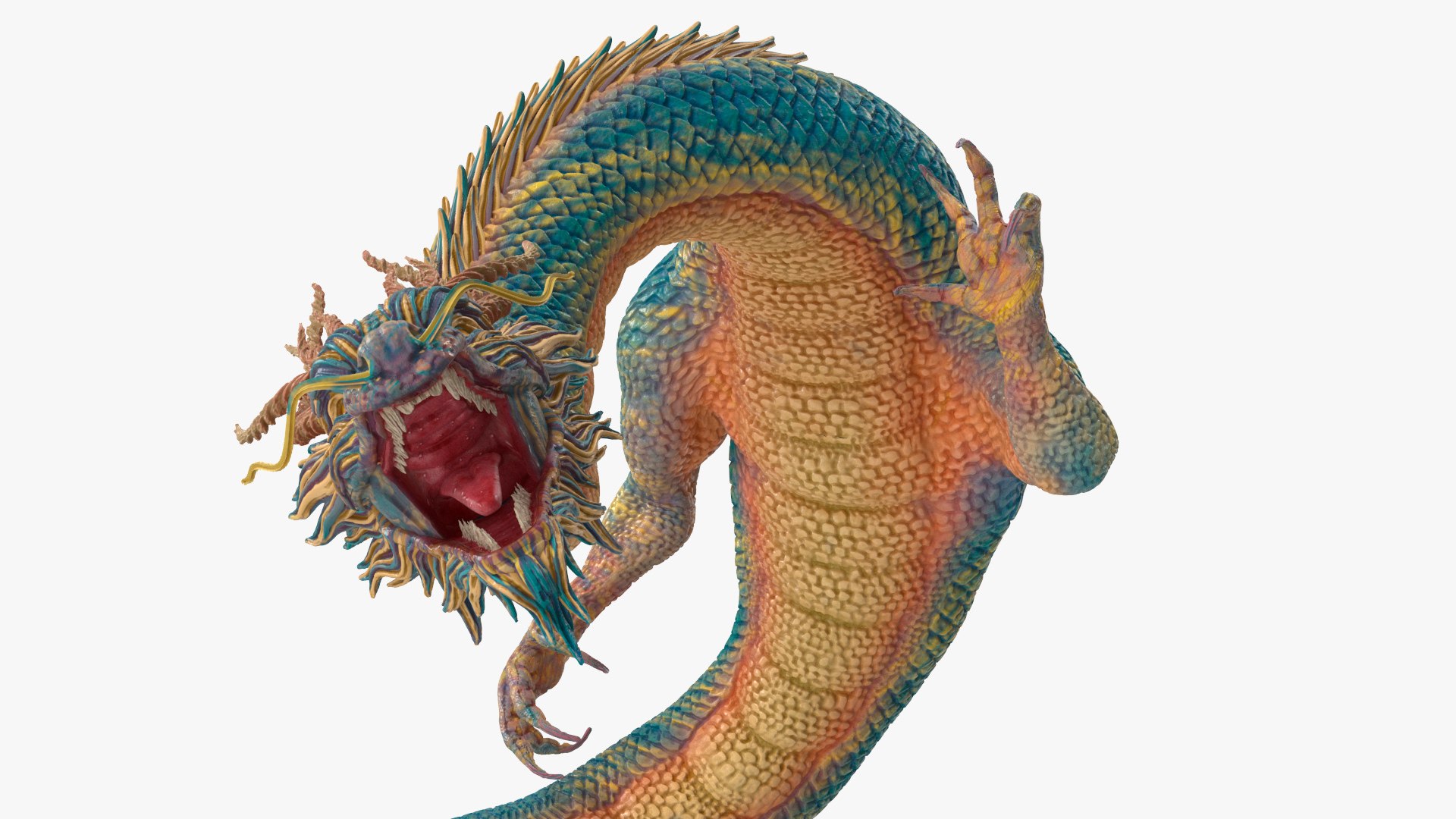 3D Asian Mythical Serpent Dragon Blue Rigged For Maya - TurboSquid 2276414