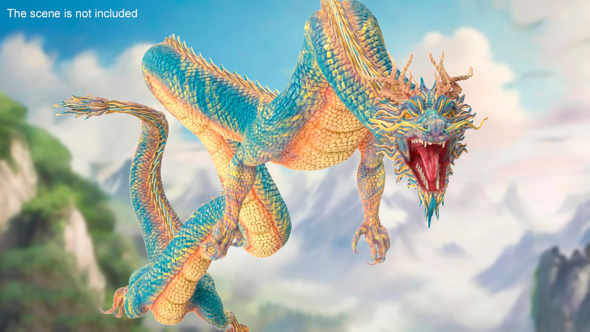 3D Asian Mythical Serpent Dragon Blue Rigged For Maya - TurboSquid 2276414