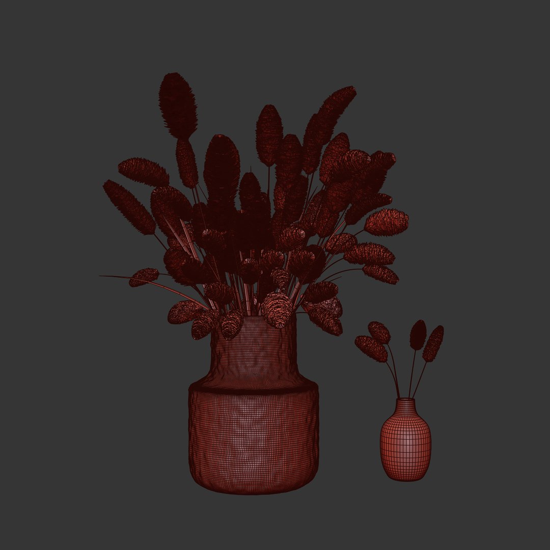 3D Model Dry Flowers Glass Vase - TurboSquid 1572096