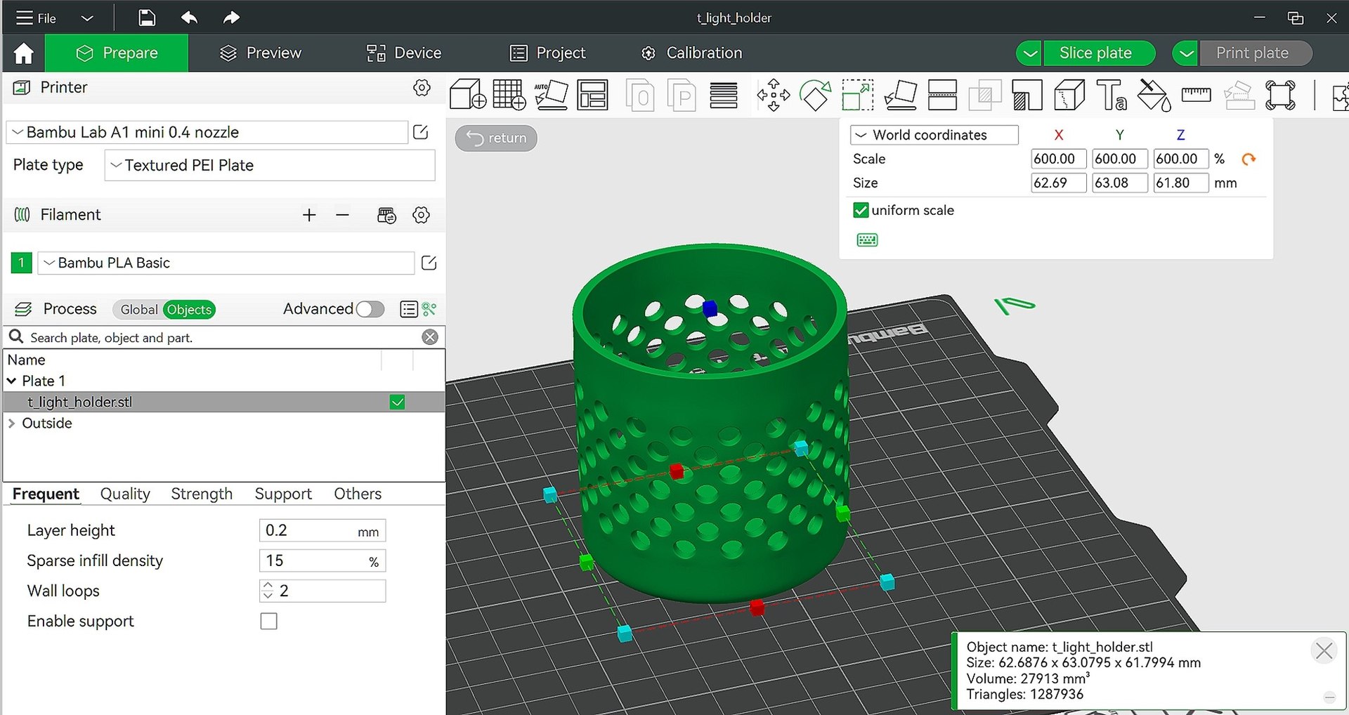3D Model T Light Holder Candle Lantern With Round Holes STL Model For ...