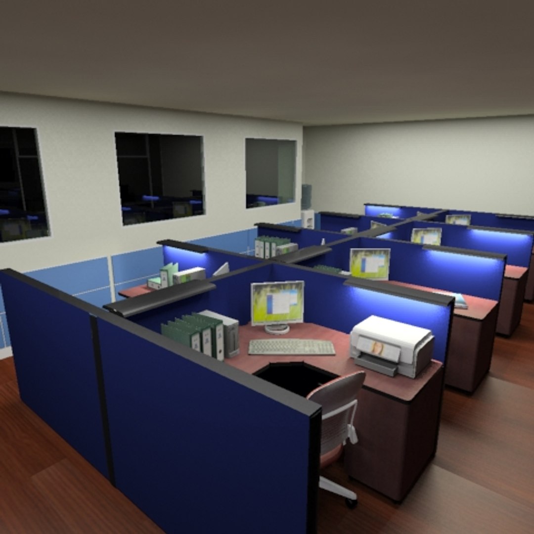 Office Space Cubicles 3d Model