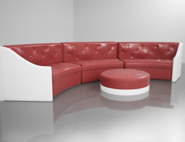 sofa red leather 3d model