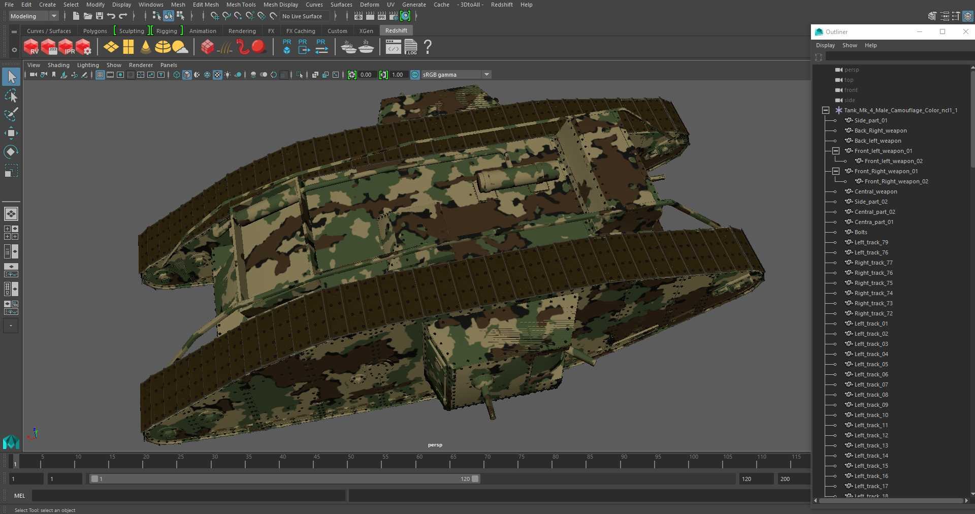 3D Model Tank MK 4 Male Camouflage Color - TurboSquid 2246200