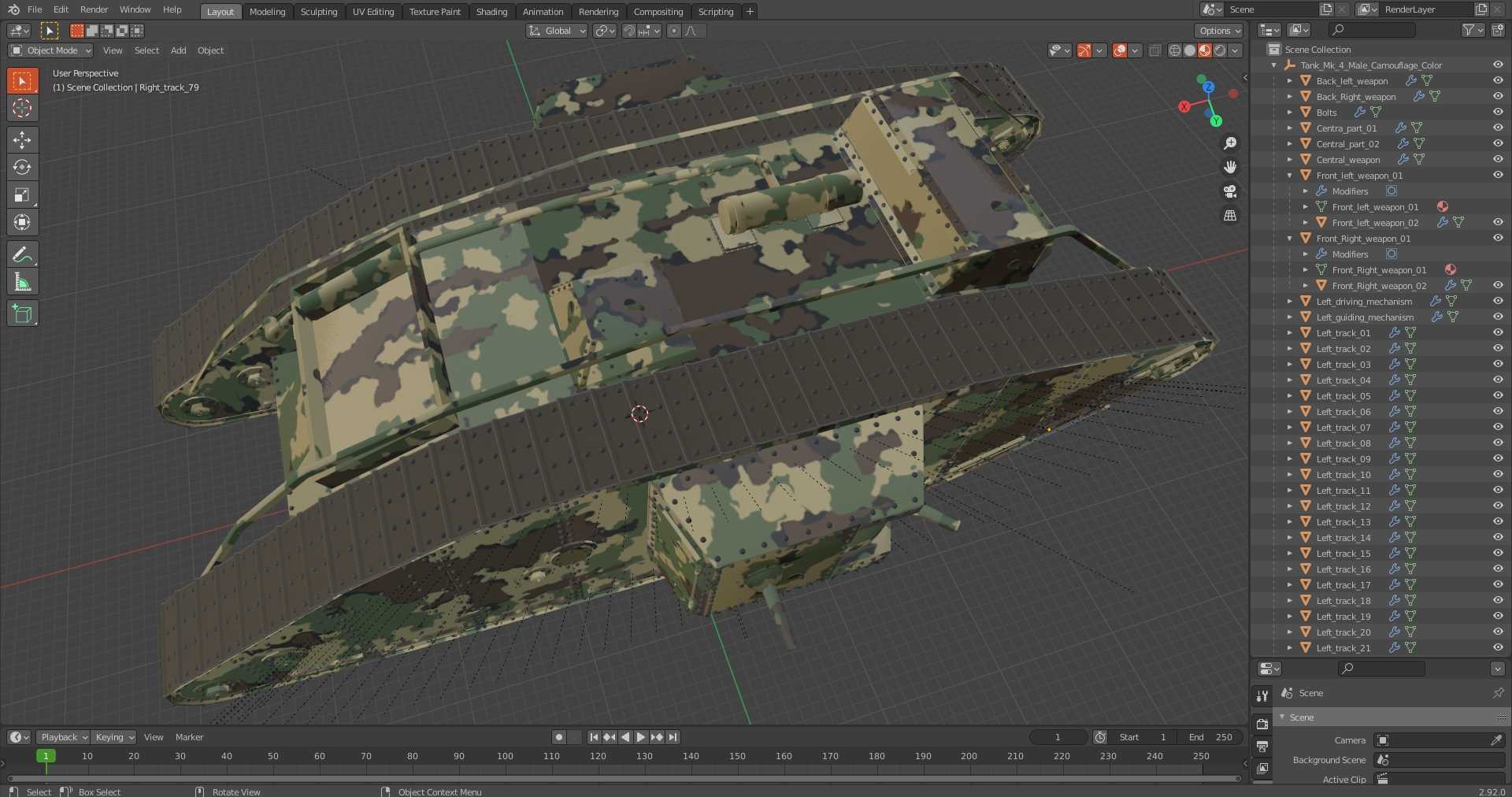 3D Model Tank MK 4 Male Camouflage Color - TurboSquid 2246200