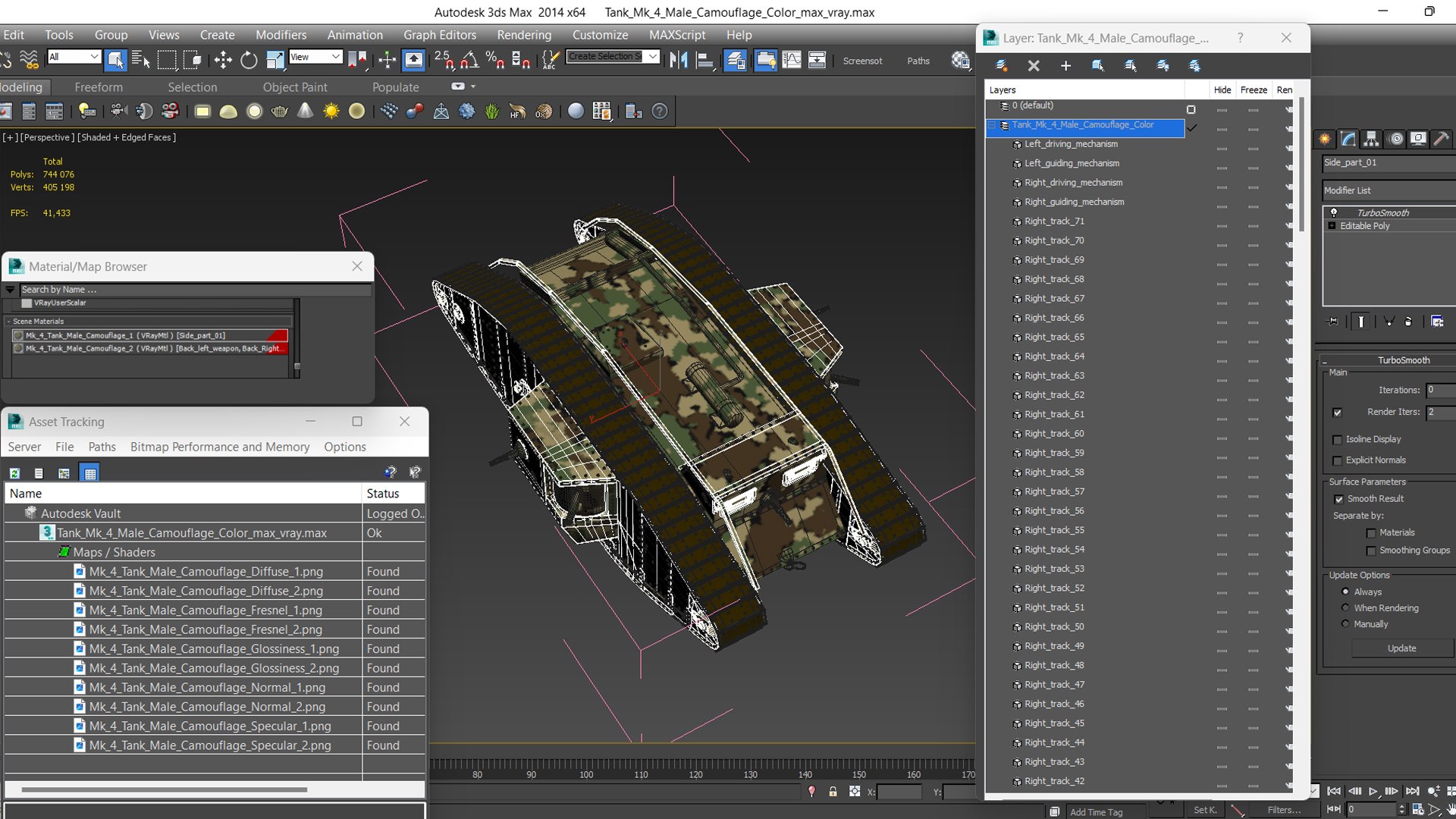 3D Model Tank MK 4 Male Camouflage Color - TurboSquid 2246200