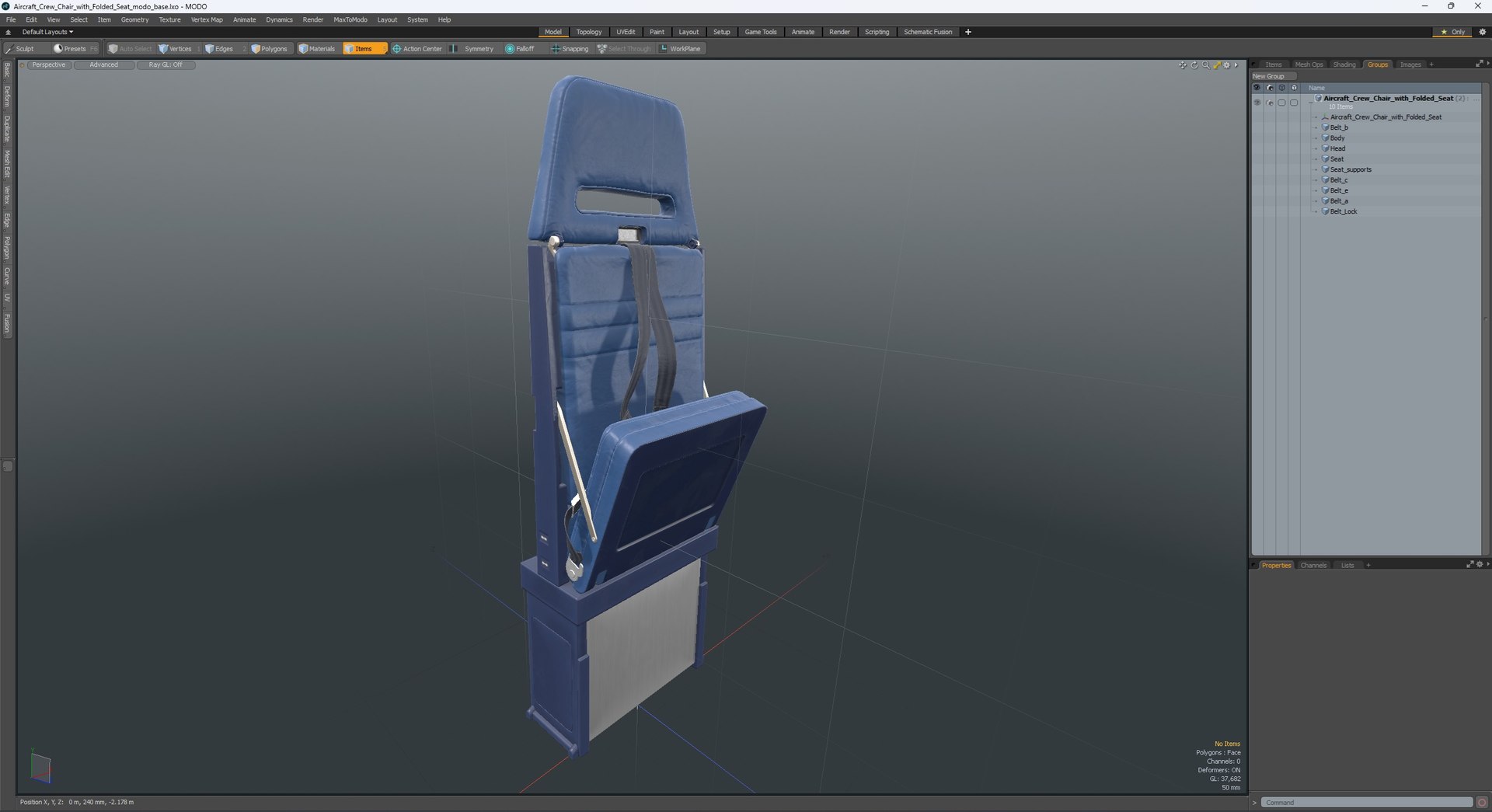 3D Aircraft Crew Chair With Folded Seat - TurboSquid 2324140