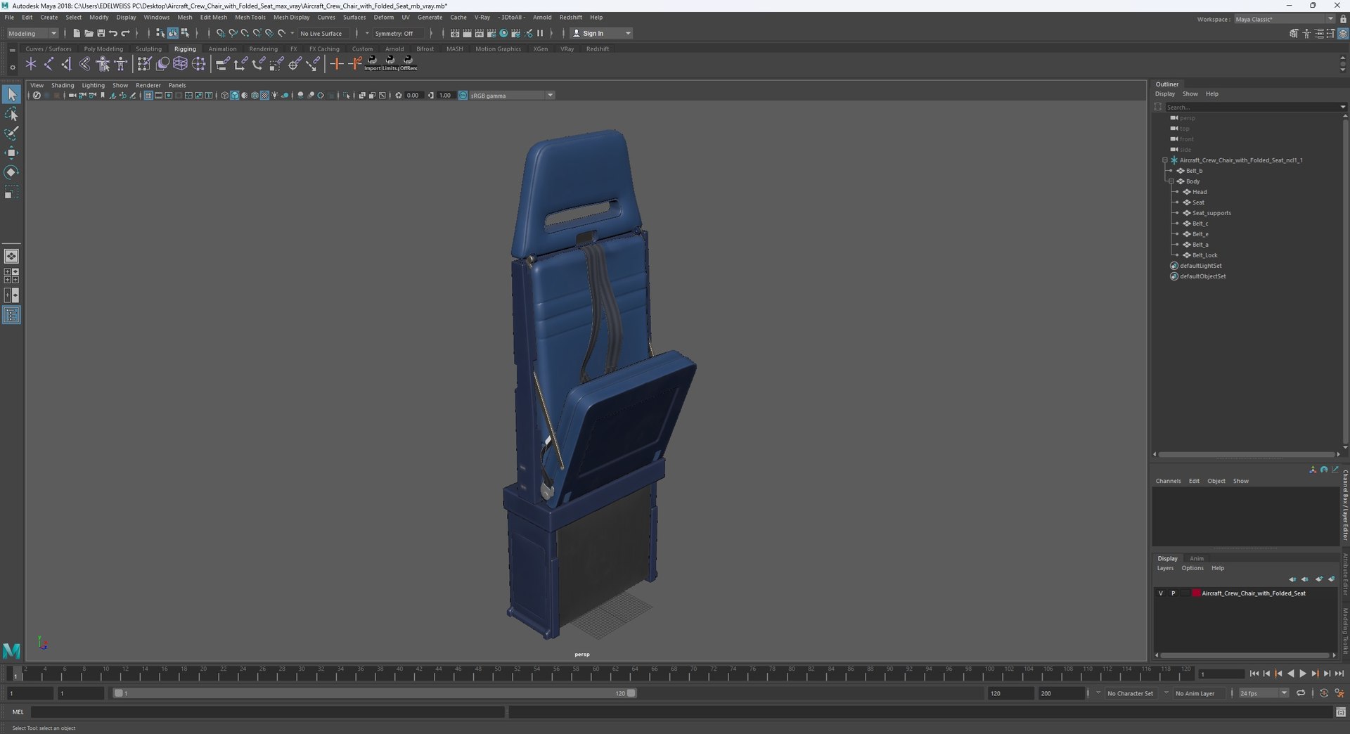 3D Aircraft Crew Chair With Folded Seat - TurboSquid 2324140