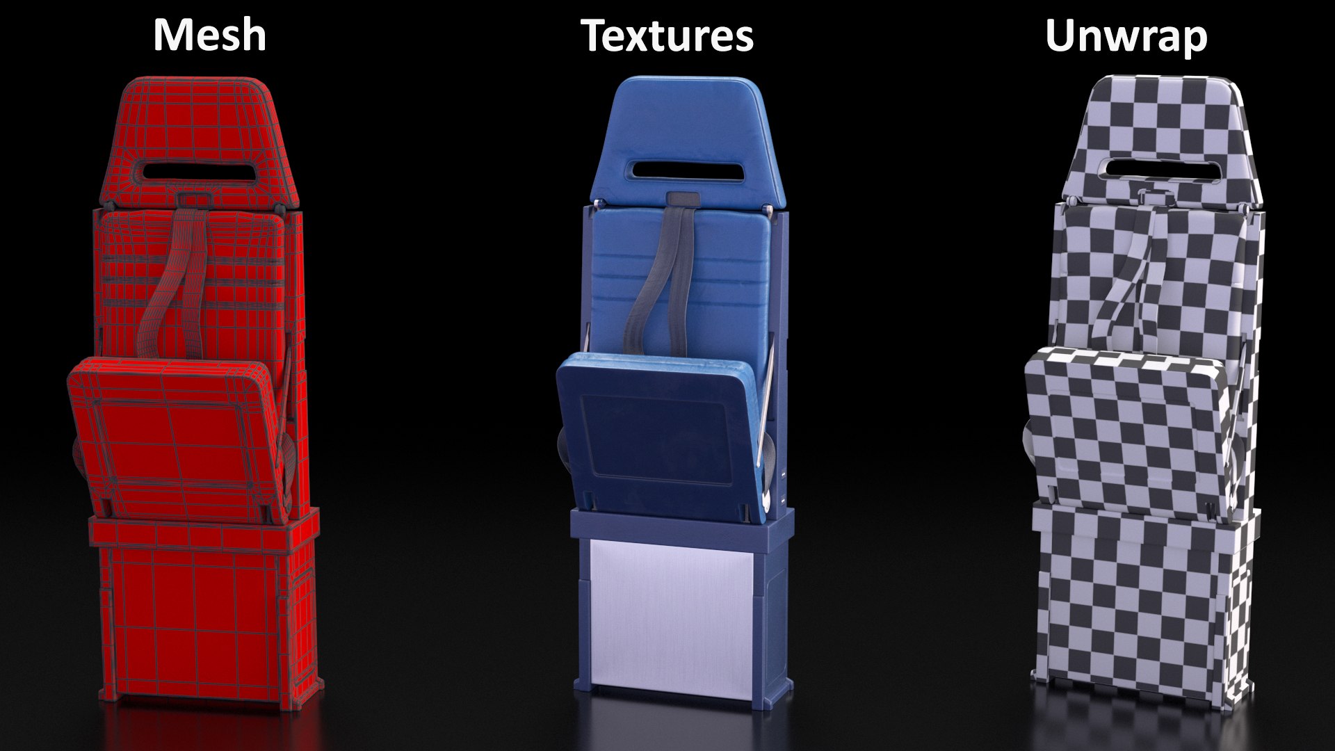 3D Aircraft Crew Chair With Folded Seat - TurboSquid 2324140