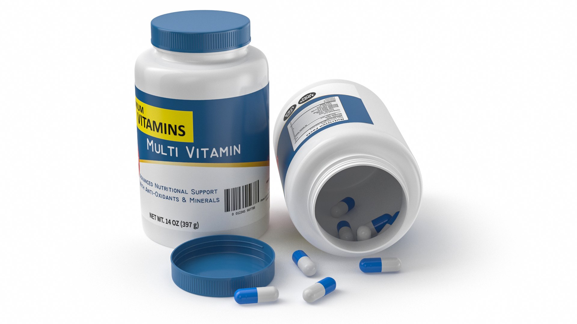 3D Multi Vitamin Pills Bottle Set - TurboSquid 2167371