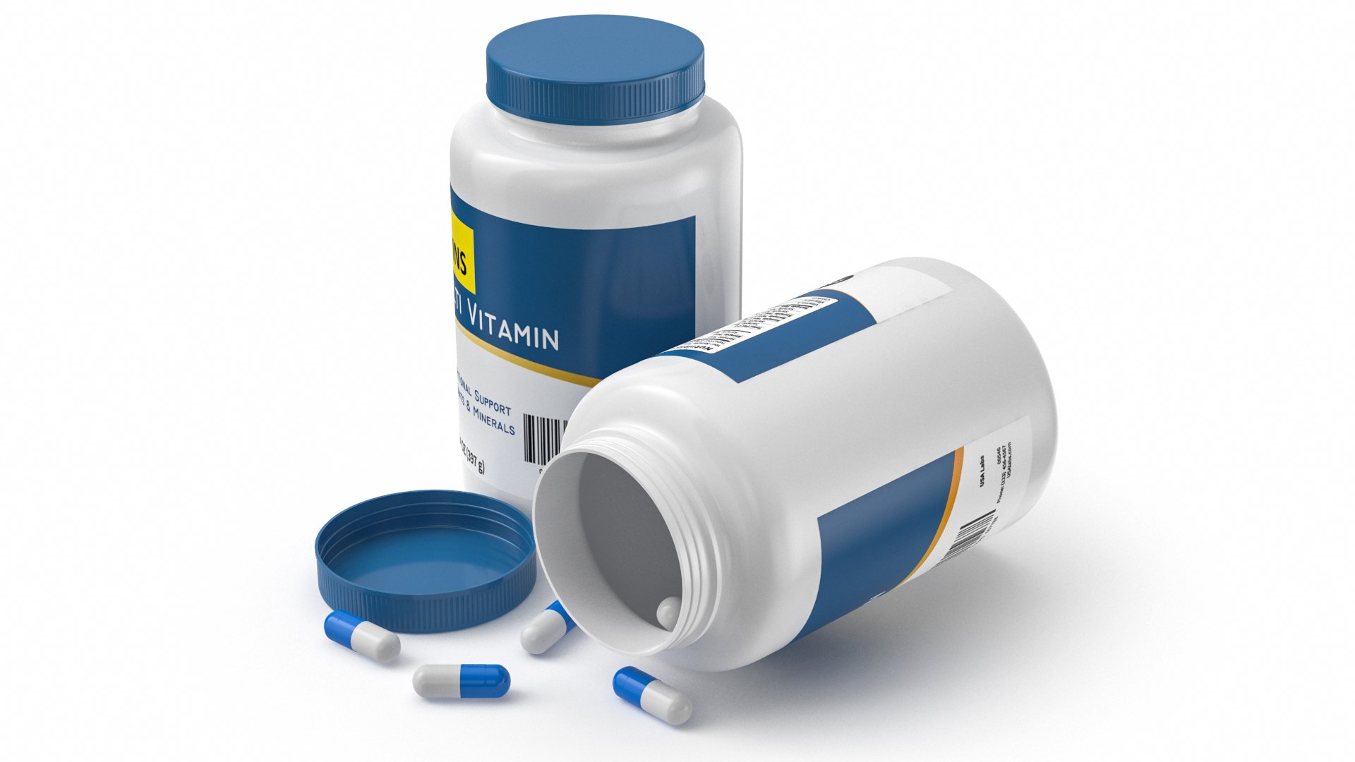 3D Multi Vitamin Pills Bottle Set - TurboSquid 2167371