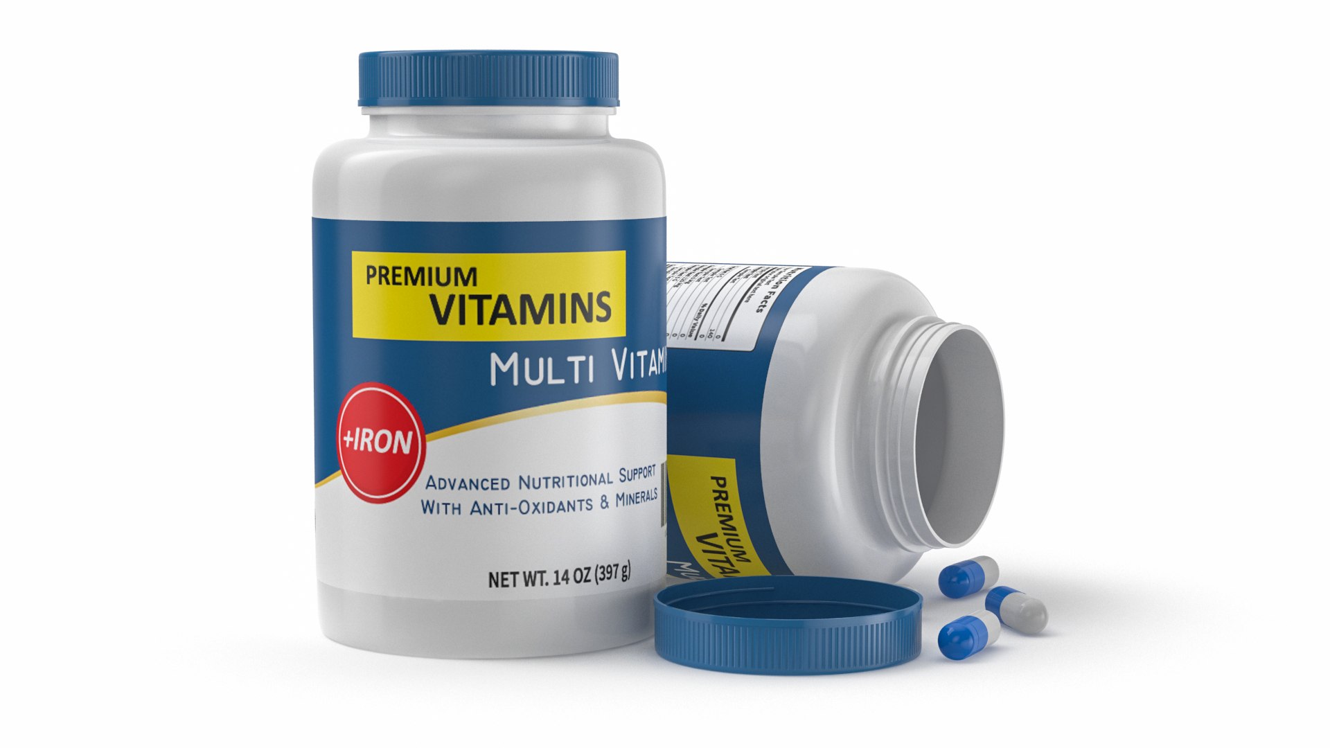 3D Multi Vitamin Pills Bottle Set - TurboSquid 2167371