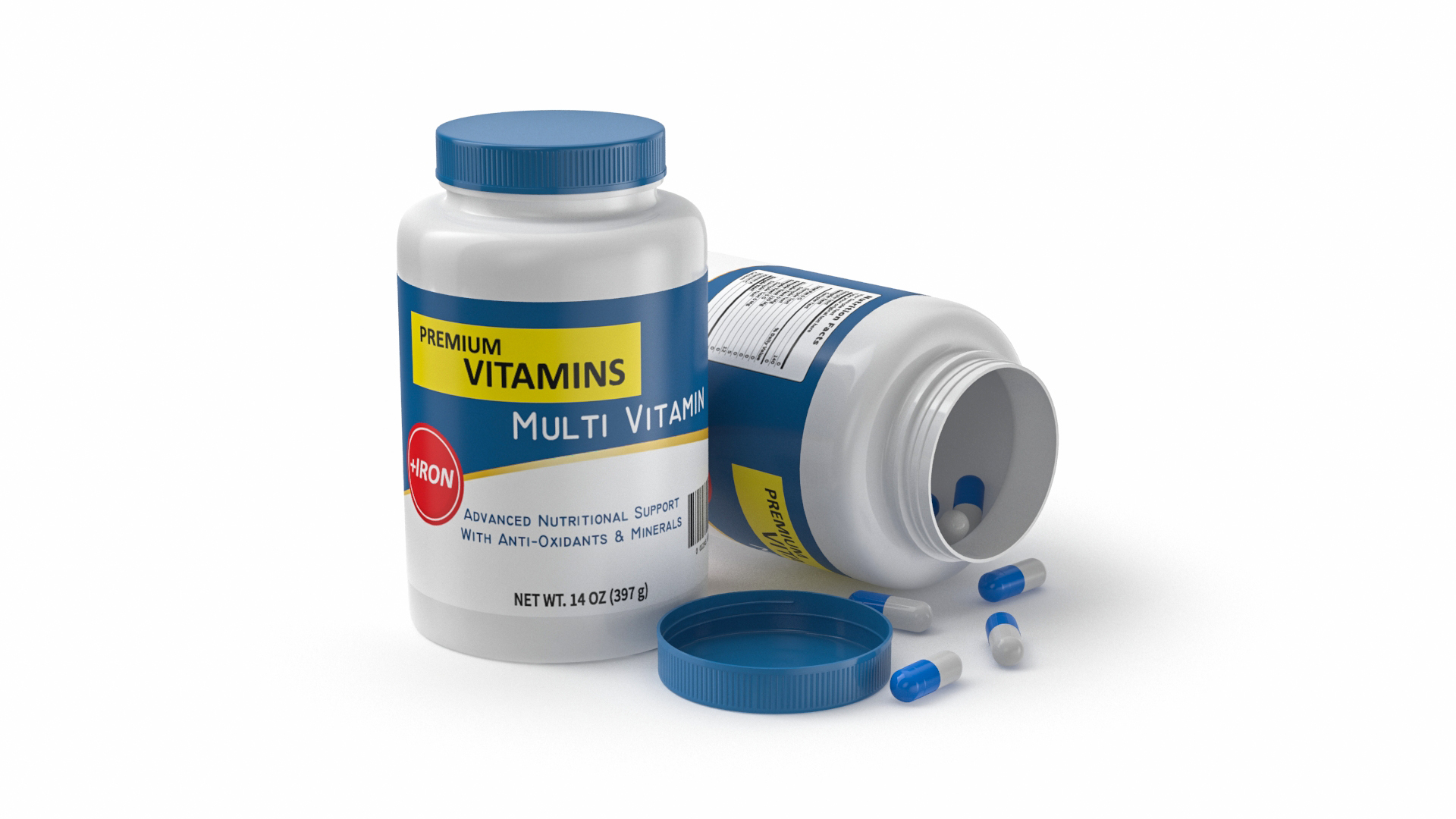 3D Multi Vitamin Pills Bottle Set - TurboSquid 2167371